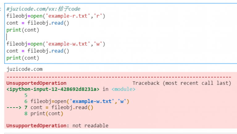 Python错误集锦：读写文件时提示UnsupportedOperation: not readable – 桔子code