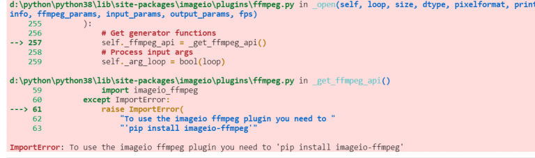 Python错误集锦:imageio从摄像头获取图像时提示:importerror To Use The Imageio Ffmpeg Plugin You Need To ‘pip