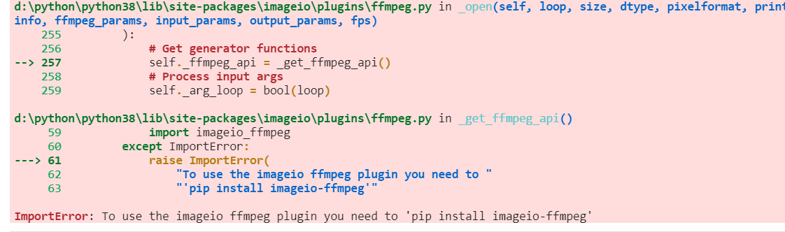 Python错误集锦:imageio从摄像头获取图像时提示:importerror To Use The Imageio Ffmpeg Plugin You Need To ‘pip